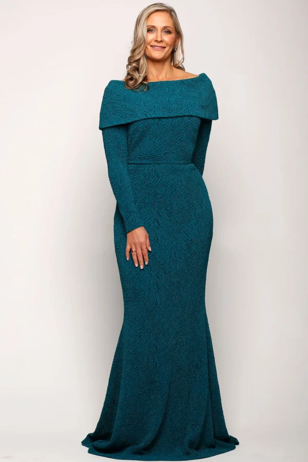 Phoebe Teal Dress with Sleeves | Full Length Mother of the Bride